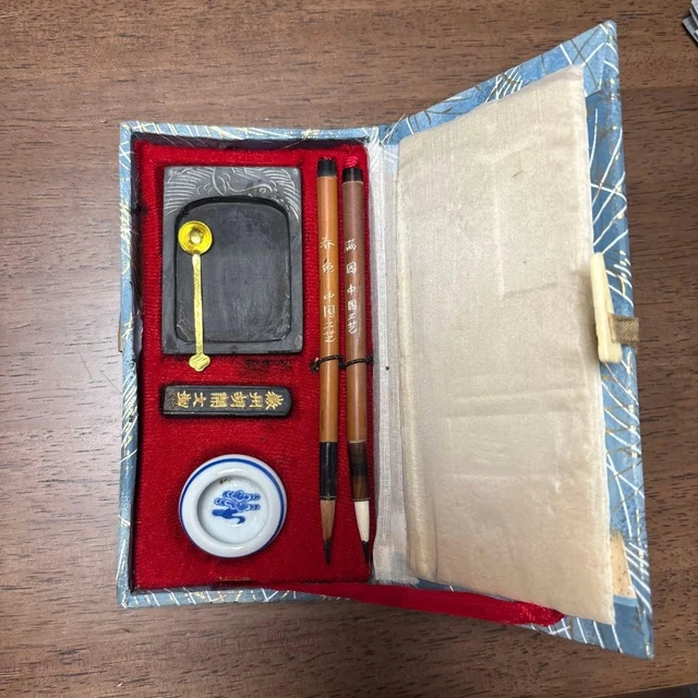 CHINESE CALLIGRAPHY SET Brush Ink Stone Suzuri Sumi Grinder Shodo Shuji ...