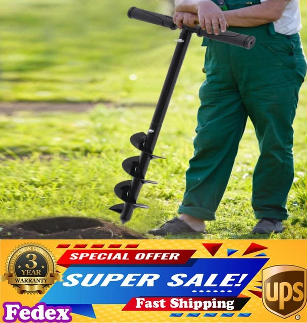 HAND POST HOLE Digger T-shaped Garden Manual Earth Auger Drill Planting ...