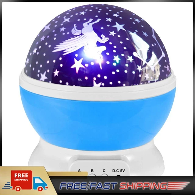 ROTARY USB LED Night Light Star Projector Battery Child Bedroom Lamp ...