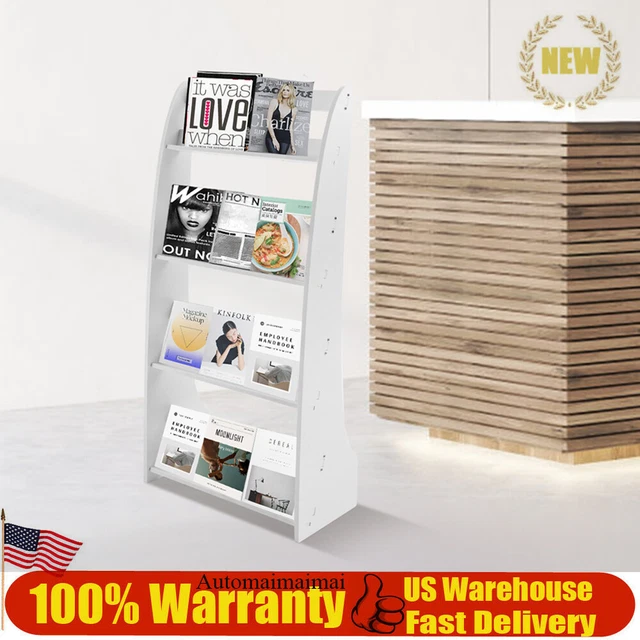 4-TIER BOOK DISPLAY Rack Brochure Holder Literature Floor Standing ...
