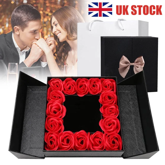 PRESERVED REAL ROSE Containers Eternal Flower With 16 Flowers Valentine ...