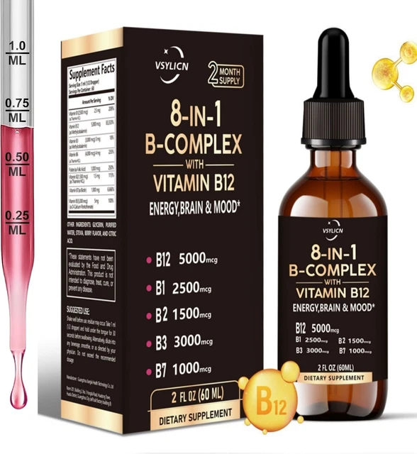 VITAMIN B12-5000MCG HIGH Strength Liquid Drops - Vegan 60ml - Dropper ...