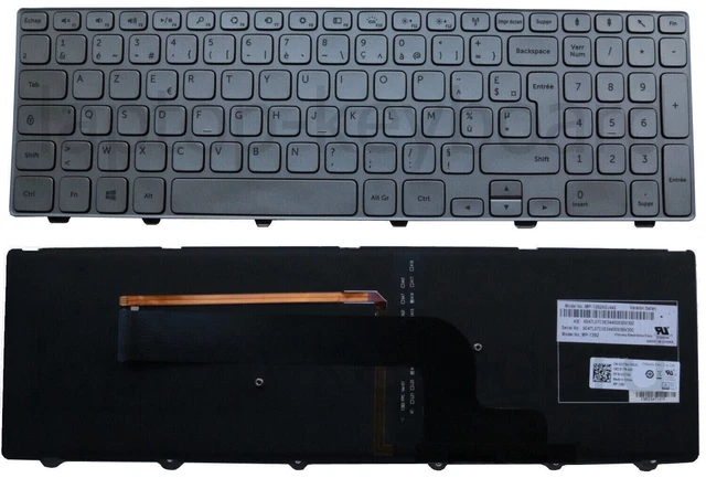 FRANÇAIS CLAVIER KEYBOARD FRENCH keyboard Backlit CLAVIER Dell Inspiron ...