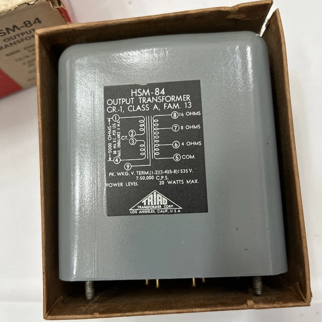 TRIAD HSM-84 OUTPUT Transformer PRI 5,000, Sec 4/8/16 Ohm NEW In Box £394.64 - PicClick UK