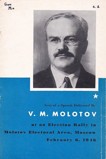 1946 V. M. MOLOTOV Communist Moscow Election Rally Speech Rare Pamphlet ...