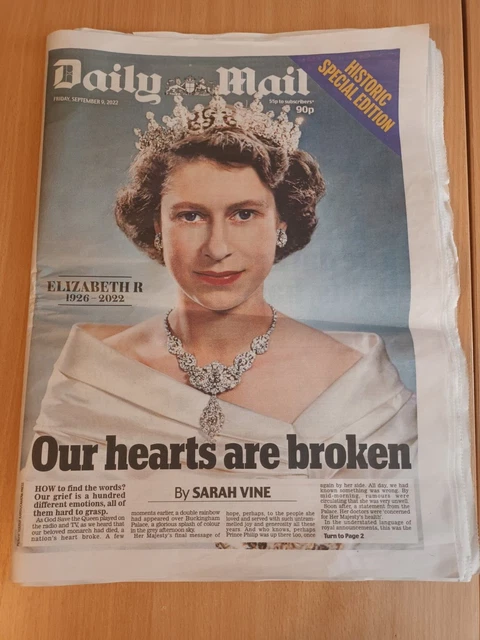 QUEEN ELIZABETH II Death UK Daily Mail Newspaper Special Edition 09/09 ...
