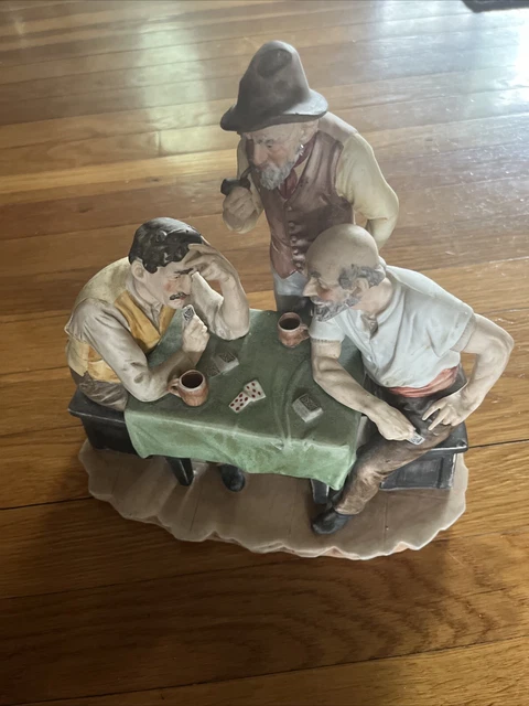 VINTAGE PUCCI CAPODIMONTE Italian Card Players Porcelain Figurine 10 ...
