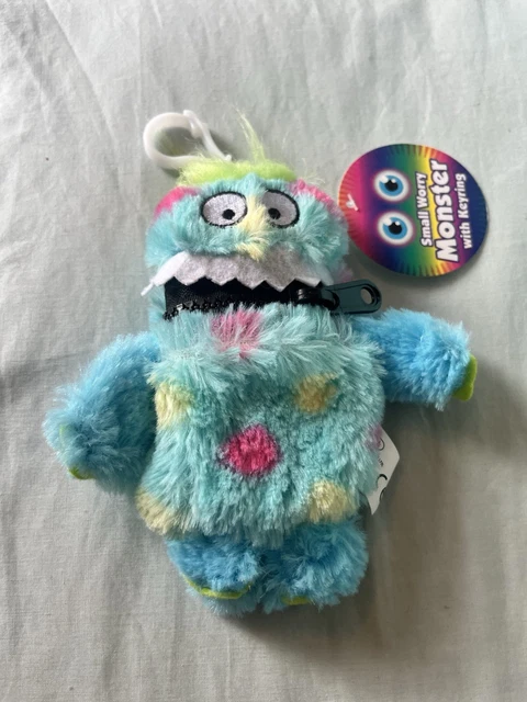 SMALL PLUSH WORRY Monster Keyring BNWT Brightly coloured zip mouth £2. ...