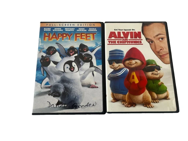 ALVIN AND THE Chipmunks (DVD, 2008) And Happy Feet Full Screen Edition ...