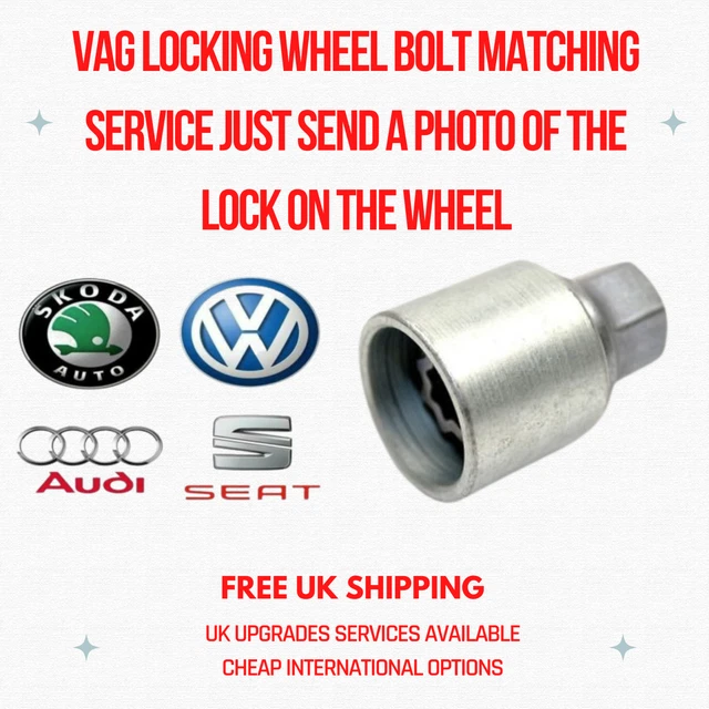VAG SKODA VW AUDI SEAT Locking Wheel Nut Bolt Key-Send Photo 24H ...