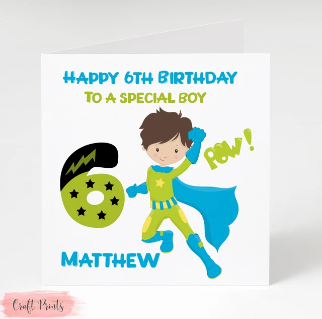 PERSONALISED SUPERHERO BIRTHDAY Card Boy Son Grandson Nephew 4th 5th ...