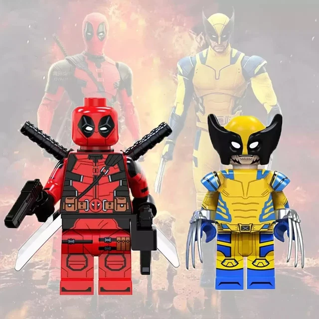 2PCS LEGO MINIFIGURE Deadpool ,Wolverine Building block toy doll Custom ...