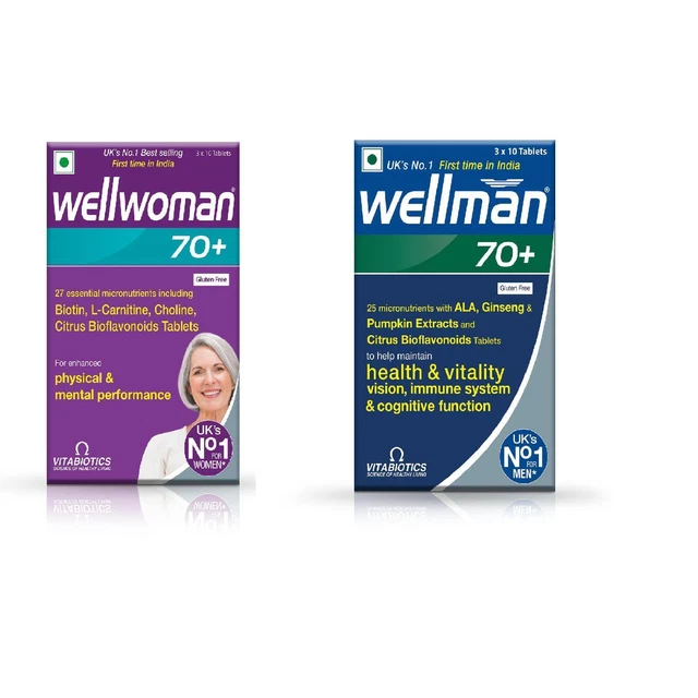 WELLMAN + WELLWOMAN 70+ Multivitamin combo for Men and Women 30 tablets ...