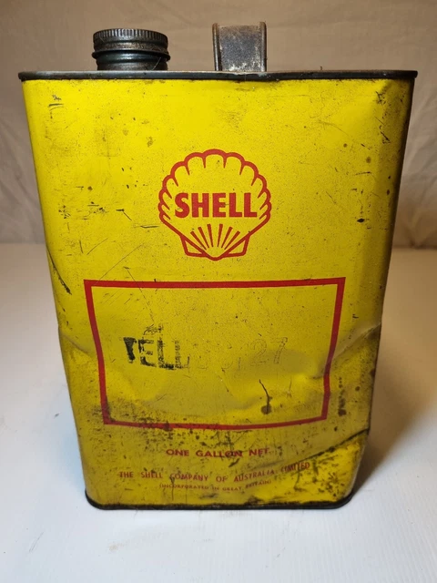 SHELL VINTAGE ORIGINAL Australian Agricultural One Gallon Motor Oil Tin ...