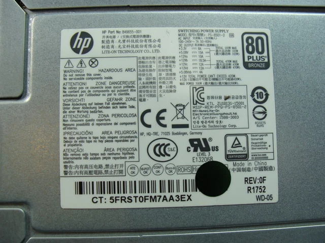 HP OMEN 870-224 Desktop Power Supply w/Cable 500W PS-8501-2 849655-001 ...