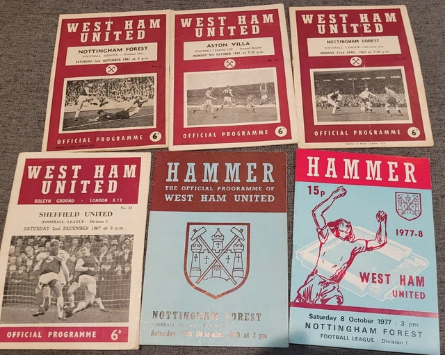 WEST HAM UNITED programmes Lot Forest ASTON VILLA Sheffield Utd 1961 To ...