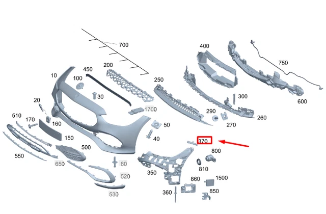 MERCEDES-BENZ C W206 Front Left Bumper Mounting Rail A2068851701 NEW ...