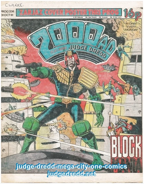 2000AD PROG 236 1st Block Mania Brian Bolland & Steve Dillon Art Comic ...
