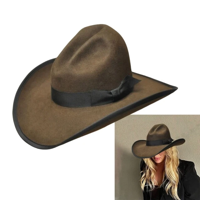 VINTAGE ROLL BRIMS Hat Adult Stage Show Hat Woven Belt Jazzy Hat Winter ...