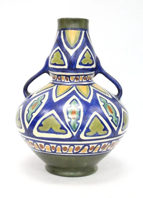 LARGE VTG JAMES PLANT HANLEY Early Art Deco Hand Painted Ceramic VASE ...