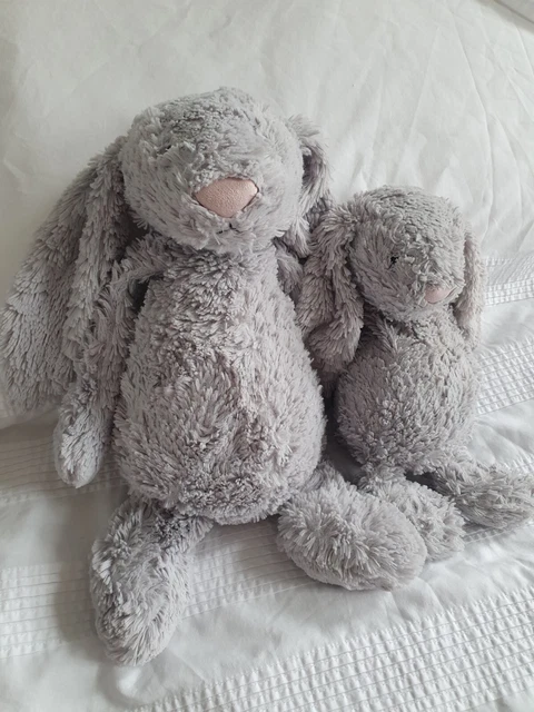 JELLYCAT PLUSH BUNNY Rabbit Mum Dad Baby Grey VGC Suit From Birth £0.99 ...
