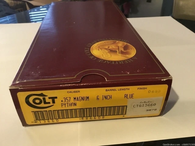COLT PYTHON 357 Magnum Revolver Original Box w/Manual $400.00 - PicClick