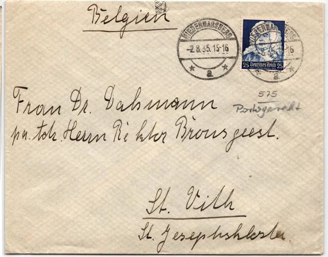 GERMAN REICH 575 in letter as single postage suitable for Portuguese # ...