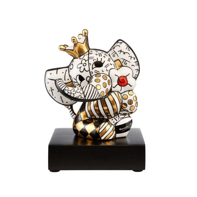 ROMERO BRITTO PORCELAIN sculpture GOLDEN SPRING ELEPHANT, new, gift box ...