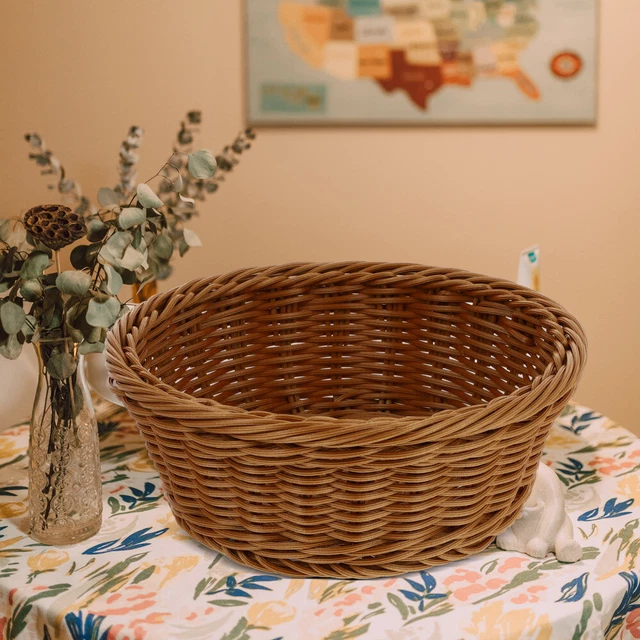 PLATEAU DE COLLATION Panier Rond En Rotin Paniers Rangement Tisser EUR ...