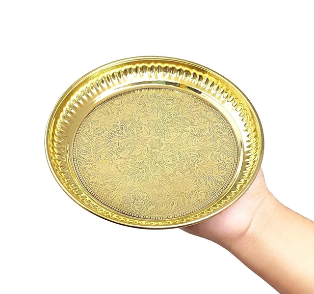 BRASS POOJA PLATE Puja Thali For Diwali, Pooja, Temple | Very Small, 7 ...