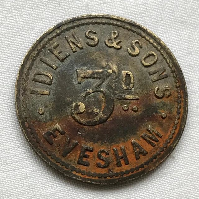 RARE BRITISH 3D 'Idiens & Sons' EVESHAM Fruit & Veg Merchant Token ...