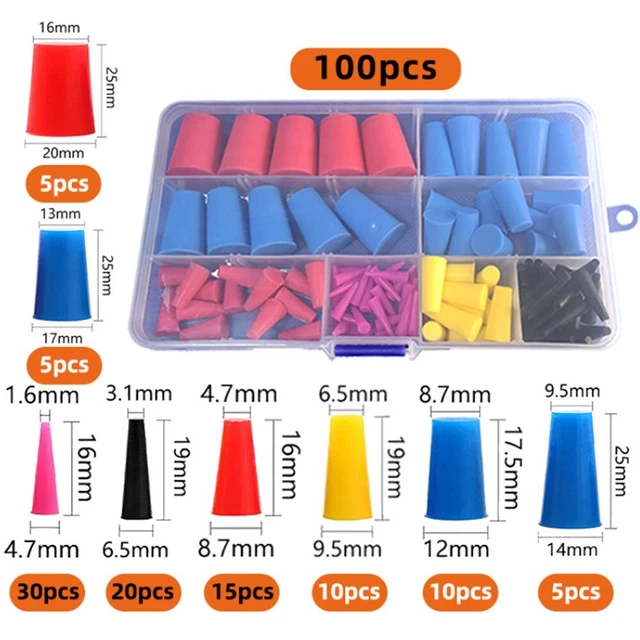 SILICONE TAPERED PLUG Set 100 Pcs High Temp Plug Kit for Masking and ...
