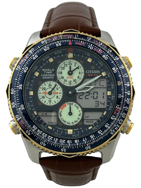 CITIZEN NAVIHAWK WORLD-TIMER Quartz Herren Chronograph Ana-Digi ...
