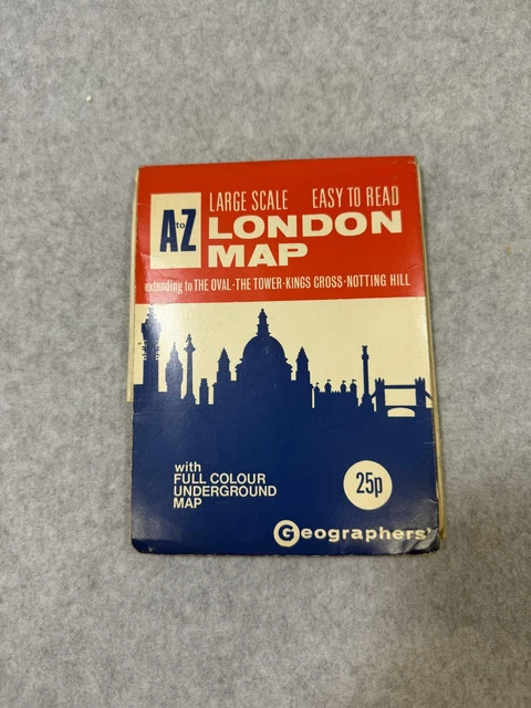 VINTAGE A-Z LONDON Map Large Scale Geographers Full Colour Underground ...