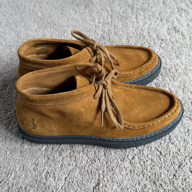 FRED PERRY SUEDE Chukka Boots Tan Brown Moc Toe Mens Size UK 7 EU 41 ...