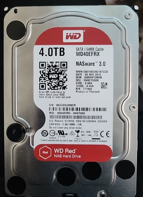 4TB WD RED WD40EFRX, 3.5" NAS HDD, SATA III - 6Gb/s, 5400rpm, 64MB ...