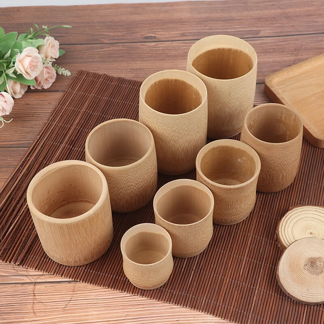 NATURAL WATER TEA Beer Bamboo Carved Cup Coffee Juice Milk Drinking Mug ...