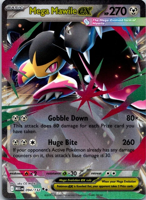 MEGA MAWILE EX Double Rare ME01: Mega Evolution 094/132 NM £2.96 ...