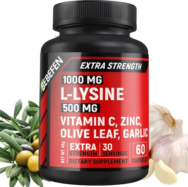 L-LYSINE CAPSULES + Olive Leaf + Garlic Bulb with Vitamin C and Zinc ...
