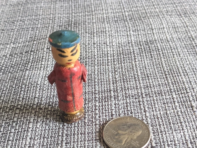 VINTAGE JAPANESE CARVED Wood Asian Chinese Figure man 2" £14.38 ...