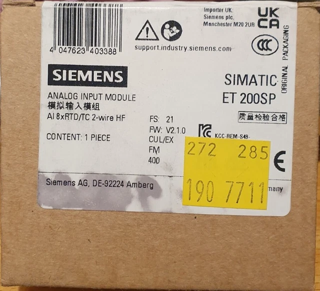 New Simatic Et 200sp Analog Input Module Ai 8xrtd Tc 6es7 134 6jf00 0ca1 £145 00 Picclick Uk