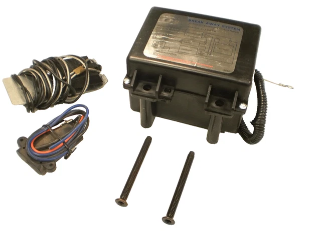 TRAILER BREAKAWAY BATTERY Brake Kit 12V Charger & Switch Electric Break ...