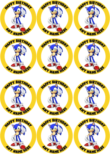 12 PERSONALISED SONIC The Hedgehog Cake Topper Edible Icing / Rice ...