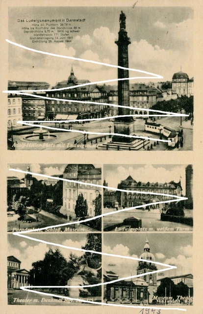 DARMSTADT AK MEHRBILDKARTE - Adolf Hitler Platz und Ludwigsmonument ...