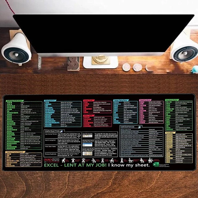 EXCEL CHEAT SHEET Desk Mat, Excel Shortcuts Mouse Pad, Keyboard ...