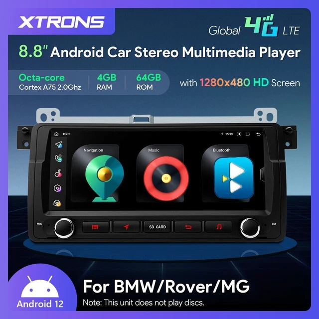 AUTORADIO GPS ANDROID 12 BMW E46 Wifi 4GB RAM+64GB Carplay Car XTRONS ...