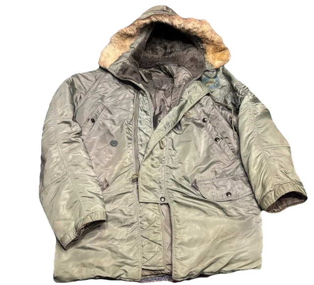 VINTAGE 50S US Air Force N-3B Parka Aviation Flight Coat Jacket MFG Fur ...