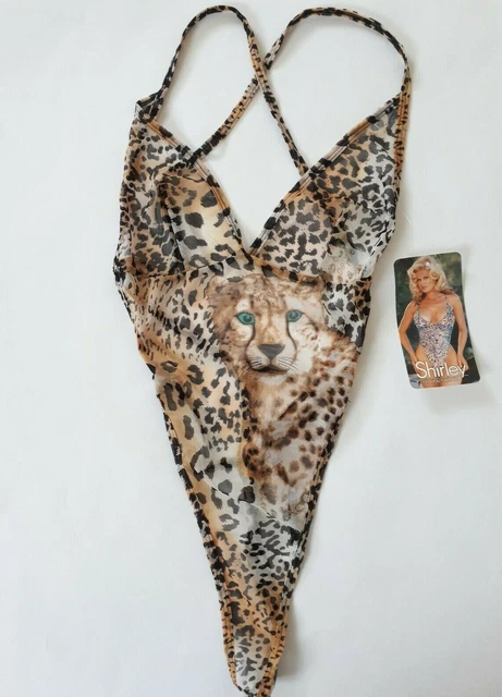 SHIRLEY OF HOLLYWOOD Sheer Leopard Teddy Size M Erotic One-Piece Body ...