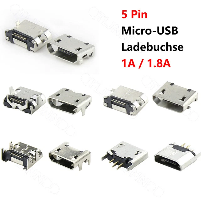 MICRO USB TYPE B Female 5Pin SMT Socket Jack Connector Port PCB Board ...