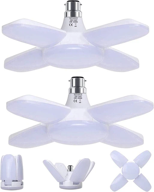 HZSANUE B22 BAYONET LED Garage Light 28W, Daylight White 6500K 3100Lm Deformable £20.12 ...